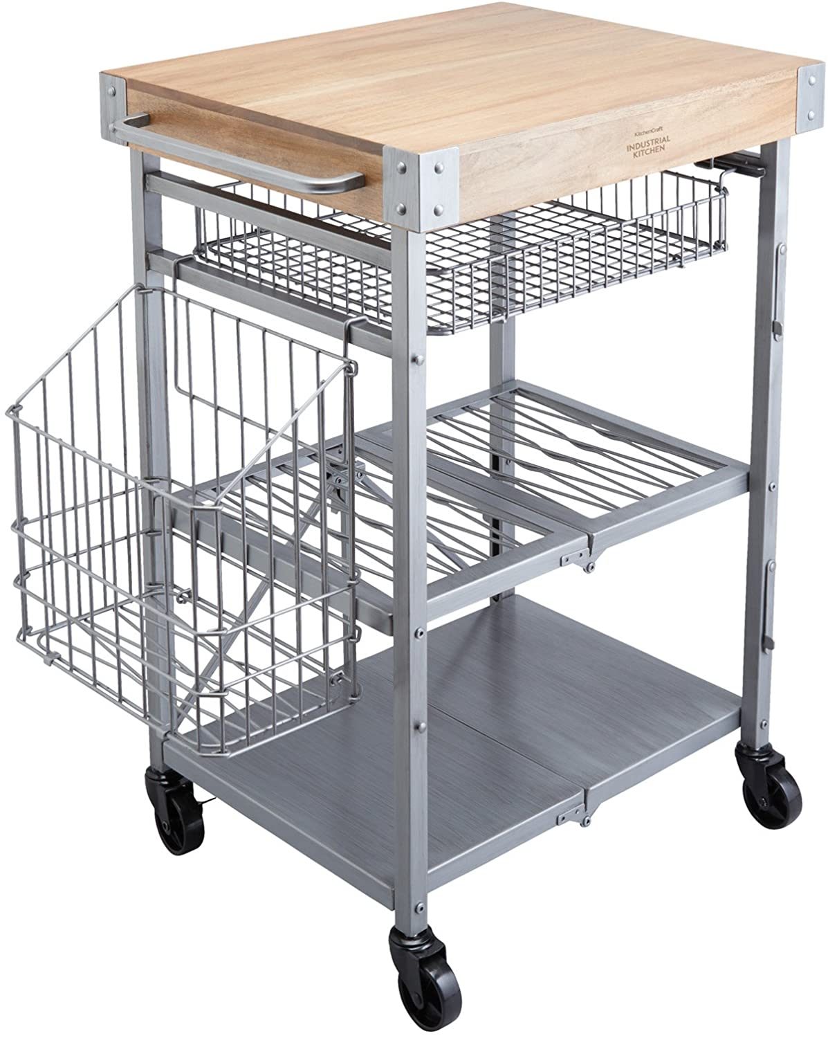 Industrial Kitchen Wire & Mango Wood Folding Trolley | Buy Online Here ...