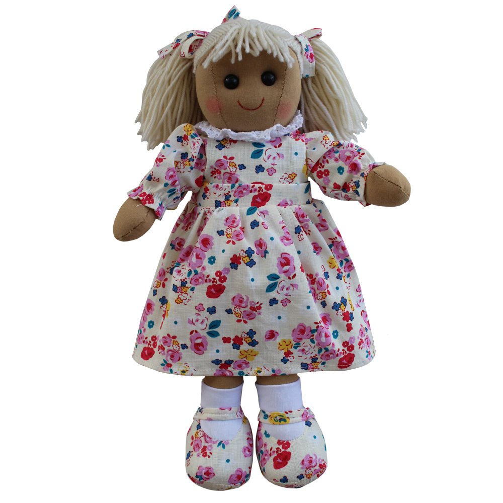 Powell Craft Medium Rag Doll Floral & White Dress 40cm - Portmeirion Online