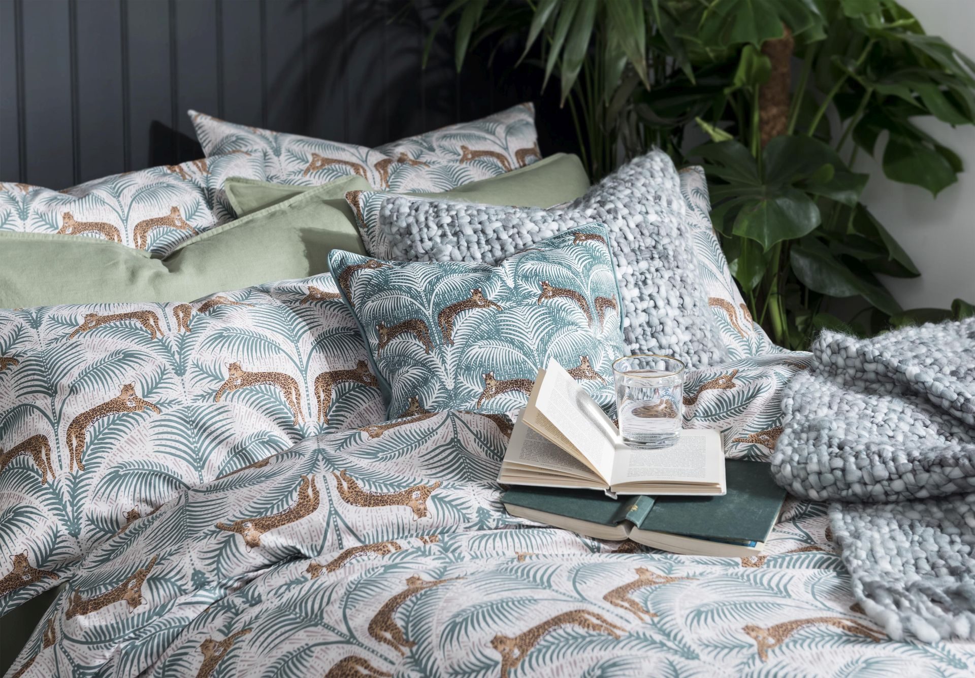 Fat Face Lounging Leopards Fern Green Duvet Set | Buy Online Here ...