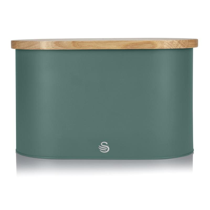 Swan Nordic Oval Bread Bin With Cutting Board Green | Buy Online Here ...