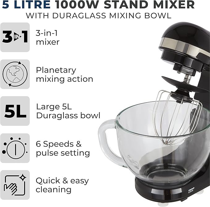 Tower Stand Mixer 1000W With 5L Glass Bowl | Buy Online Here ...