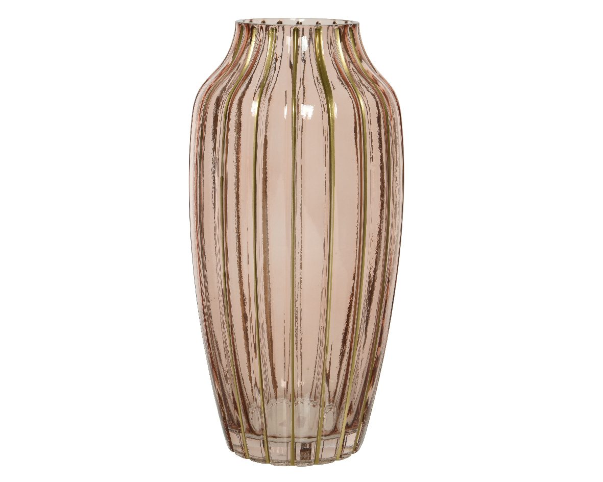 Pink & Gold Glass Vase Shiny With Spray Colour 15x30cm | Portmeirion ...