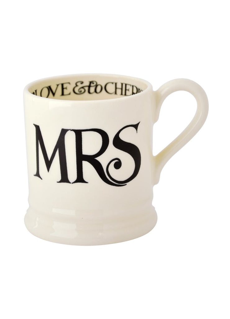 Emma Bridgewater Black Toast Mrs & Mrs Set of 2 1/2 Pint Mugs Boxed ...