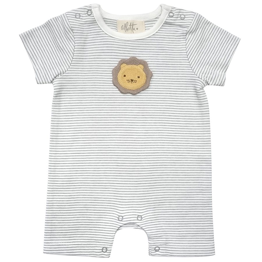 Albetta Applique Leo Lion Grey Stripe Babyvest | At Portmeirion Online ...