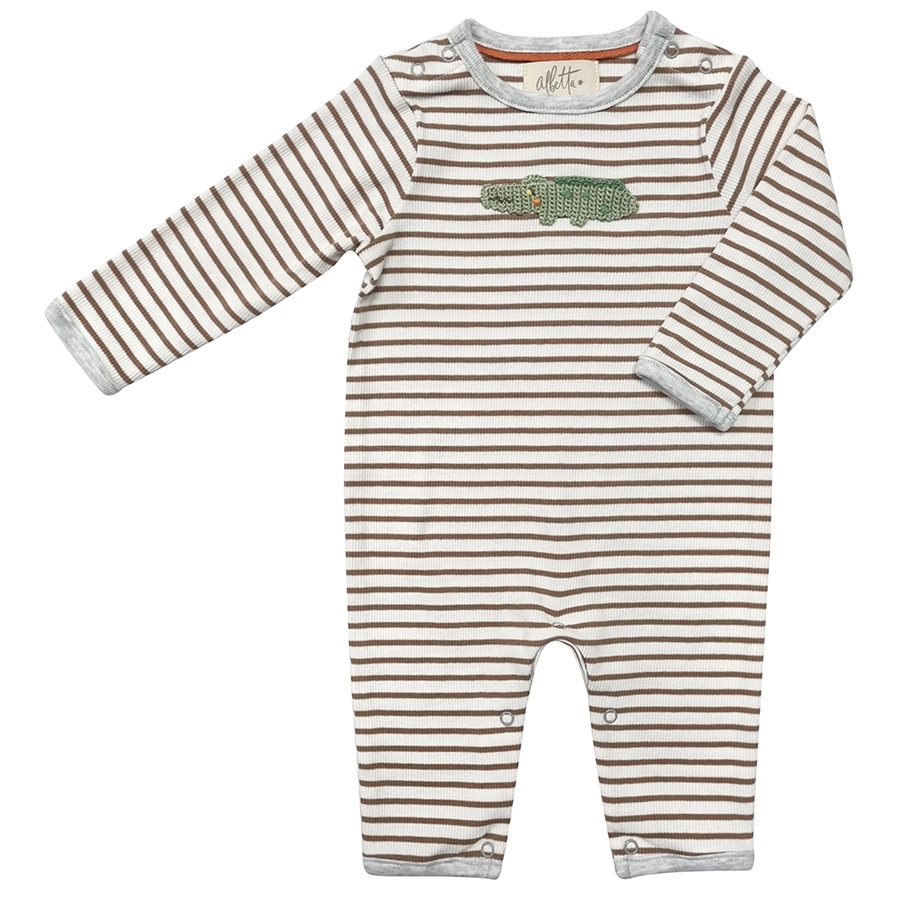 Albetta Crochet Casey Croco Earth Stripe Babygro | At Portmeirion ...