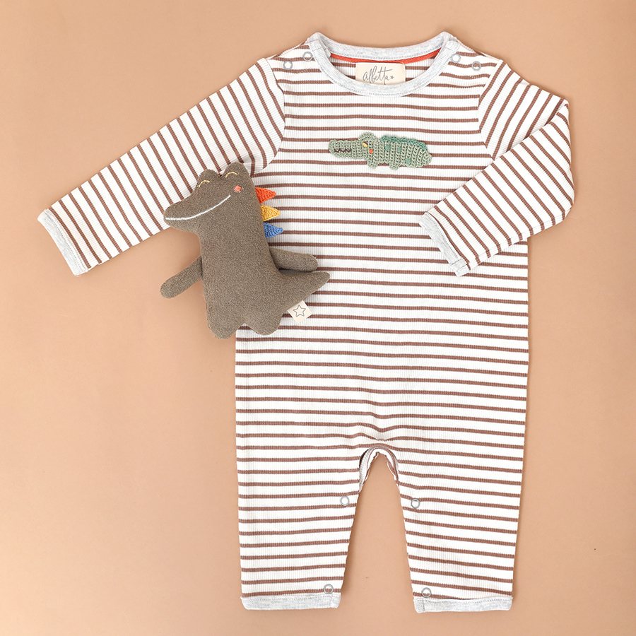 Albetta Crochet Casey Croco Earth Stripe Babygro | At Portmeirion ...