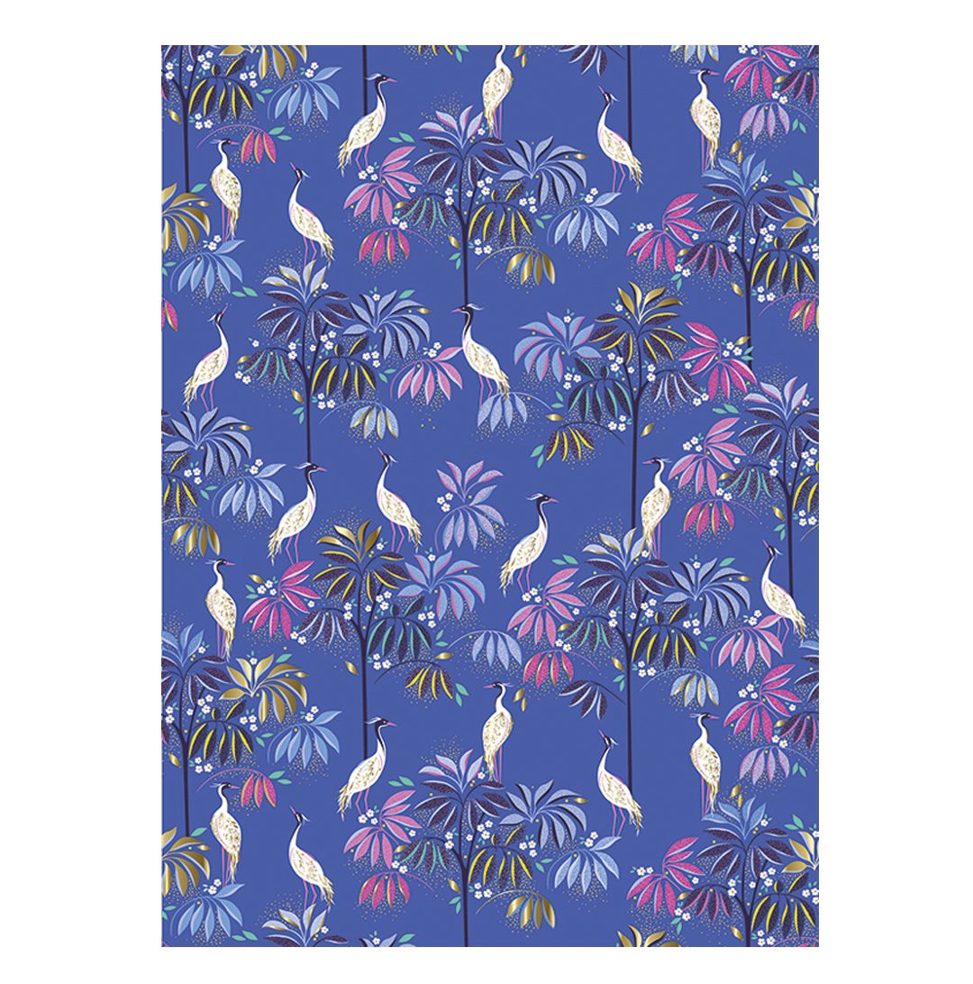 Sara Miller Crane Garden Indigo Flat Wrapping Paper | At Portmeirion ...