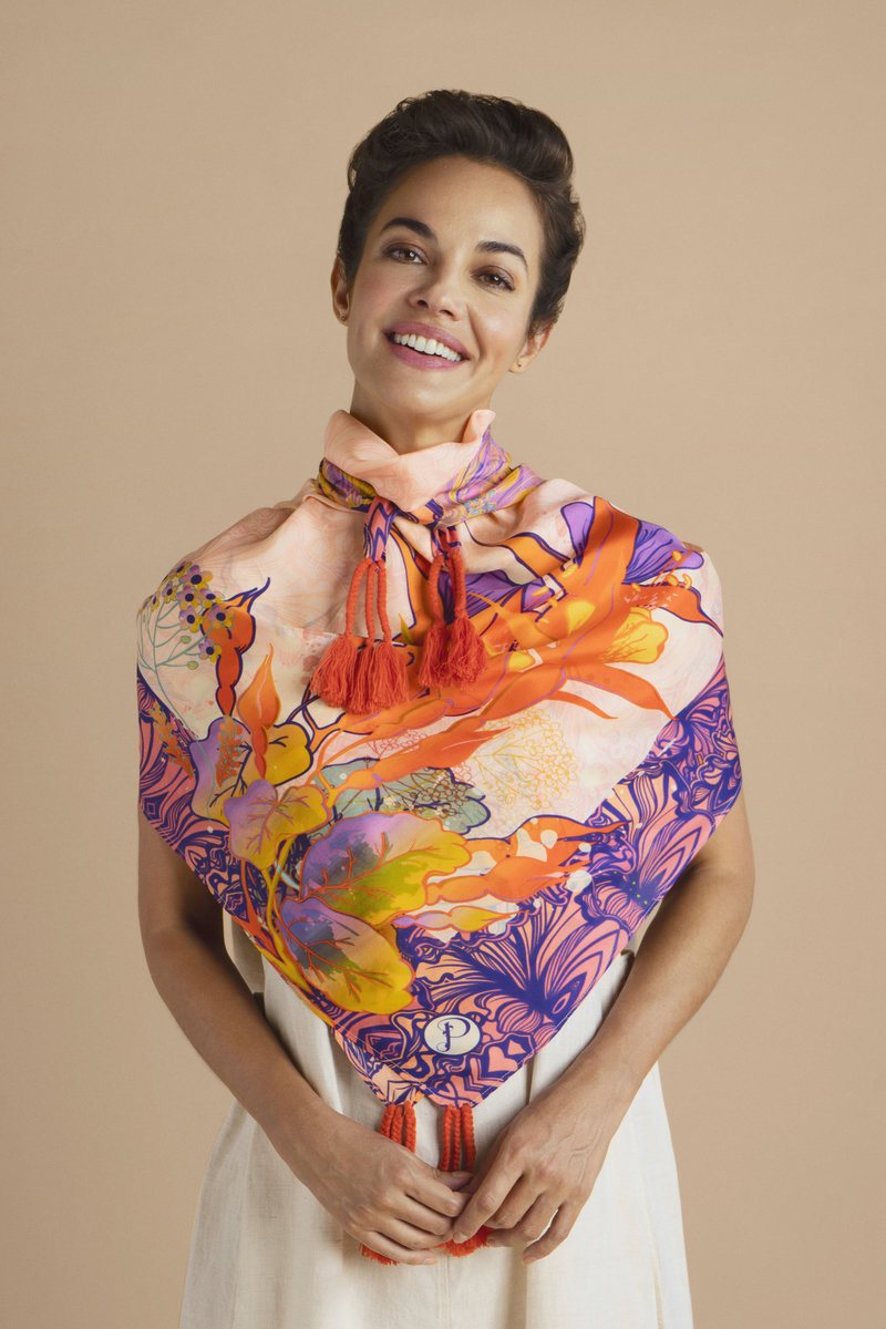 Powder Tropical Hummingbird Silk Scarf | At Portmeirion Online ...