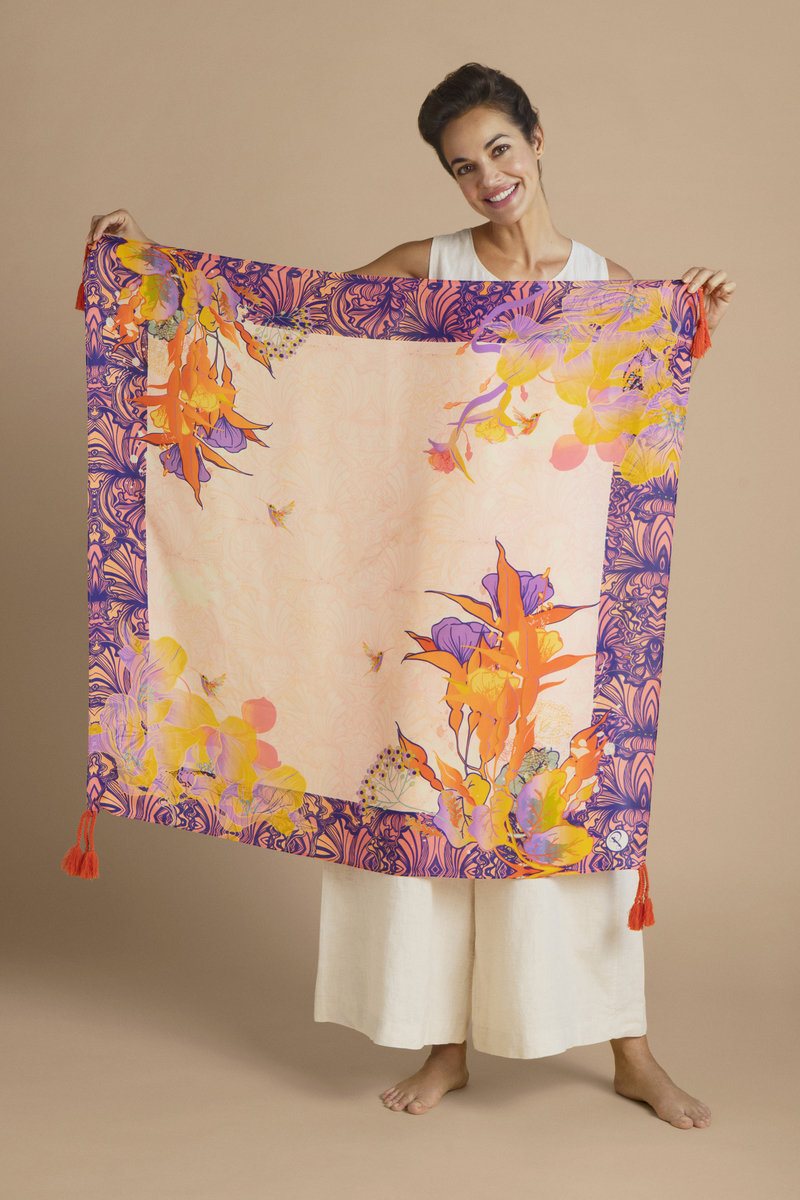 Powder Tropical Hummingbird Silk Scarf | At Portmeirion Online ...