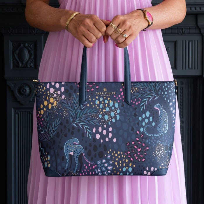 Sara Miller Midnight Leopard Medium Tote Bag | At Portmeirion Online ...