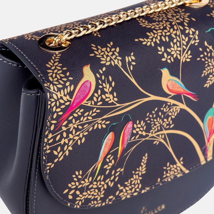 Sara Miller Smokey Blue Birds Half Moon Crossbody Bag | At Portmeirion ...