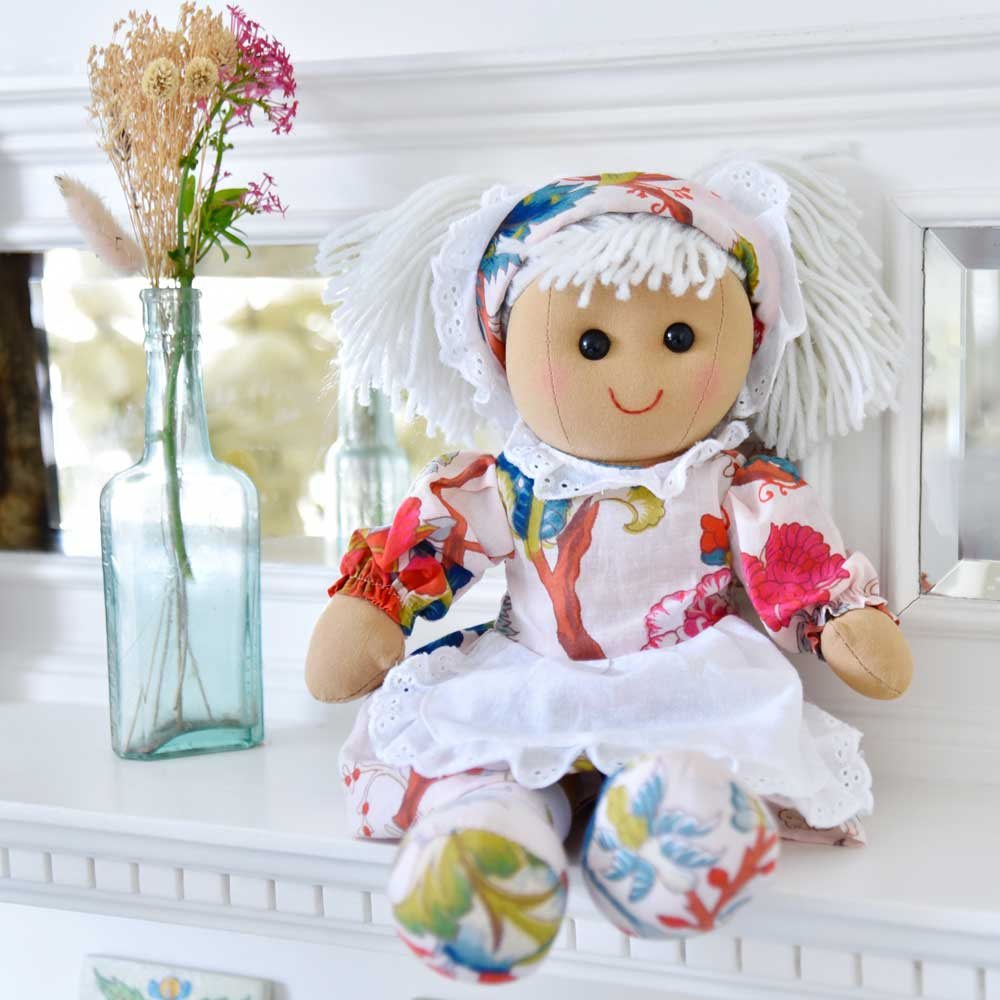 Powell Craft Rag Doll with Pink Exotic Flower Dress - Soft Toys ...