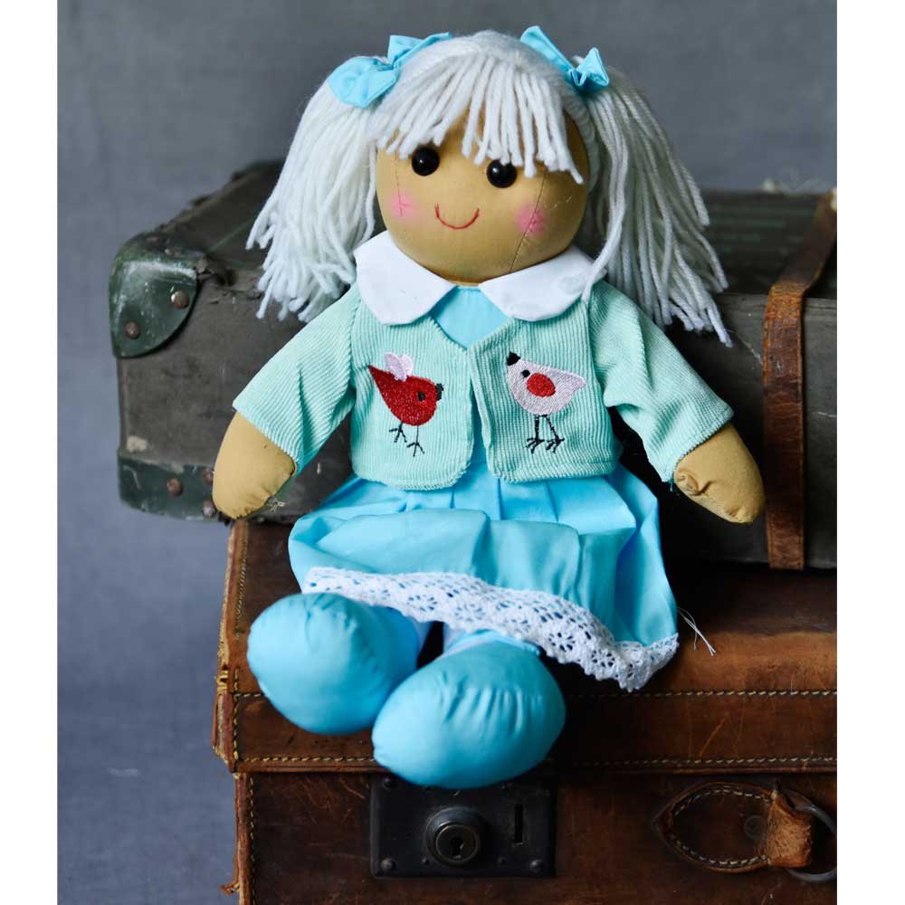 Powell Craft Rag Doll with Blue Embroidered Bird Jacket At Portmeirion ...