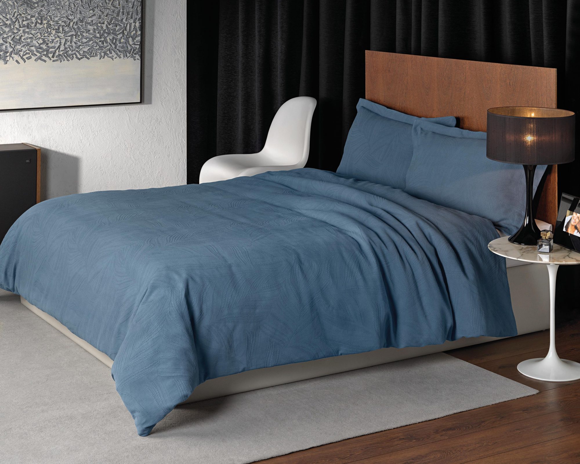 Design Port Linen Leaf Denim Duvet Cover Set | At Portmeirion Online ...