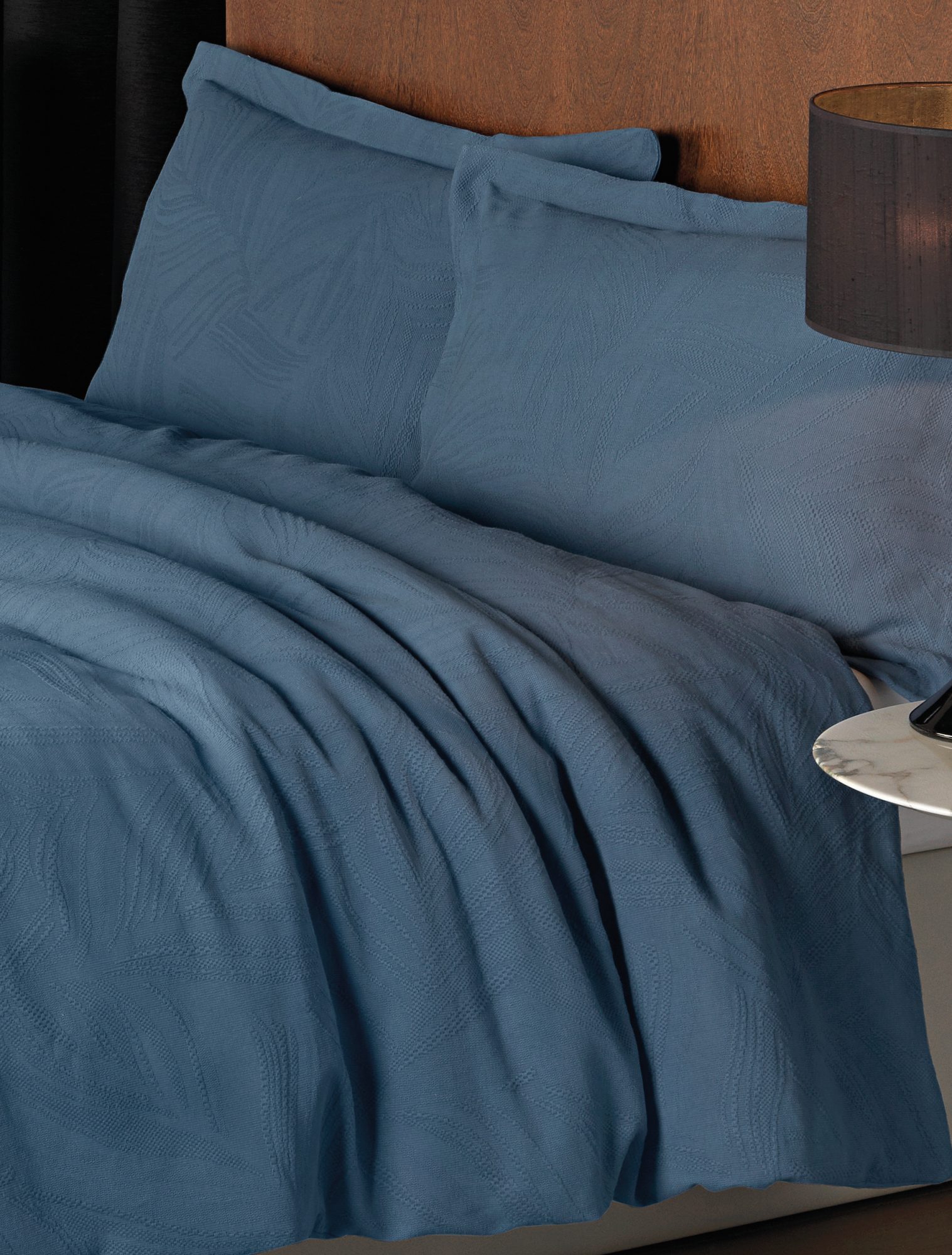 Design Port Linen Leaf Denim Duvet Cover Set | At Portmeirion Online ...