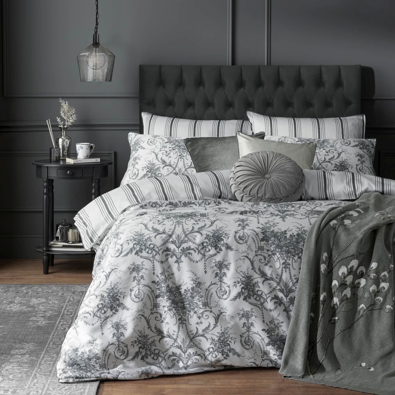 Laura Ashley Tuileries Charcoal Bedding | At Portmeirion Online ...
