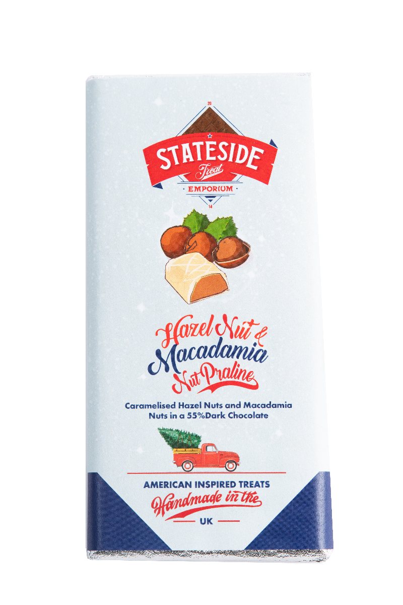 Stateside Hazelnut & Macadamia Nut Praline Bar 100g - Portmeirion Online