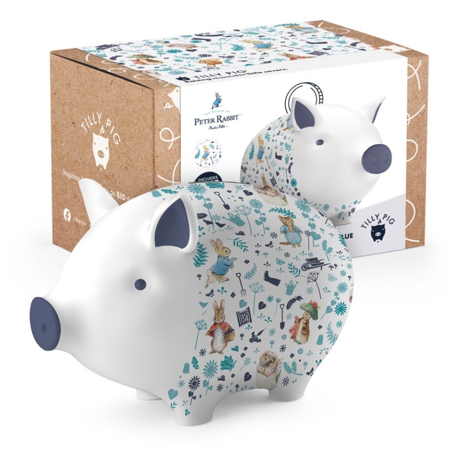 Peter Rabbit & Friends In The Garden Blue Piggy Bank | Buy Online Here ...