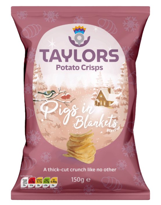 Taylors Festive Pigs In Blankets Potato Crisps 150g - Portmeirion Online