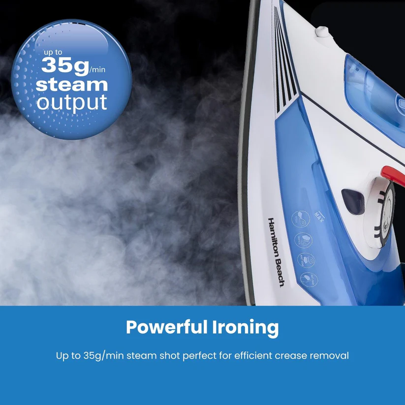Hamilton Beach Pro SteamMax 3000W White & Blue Steam Iron - Portmeirion ...