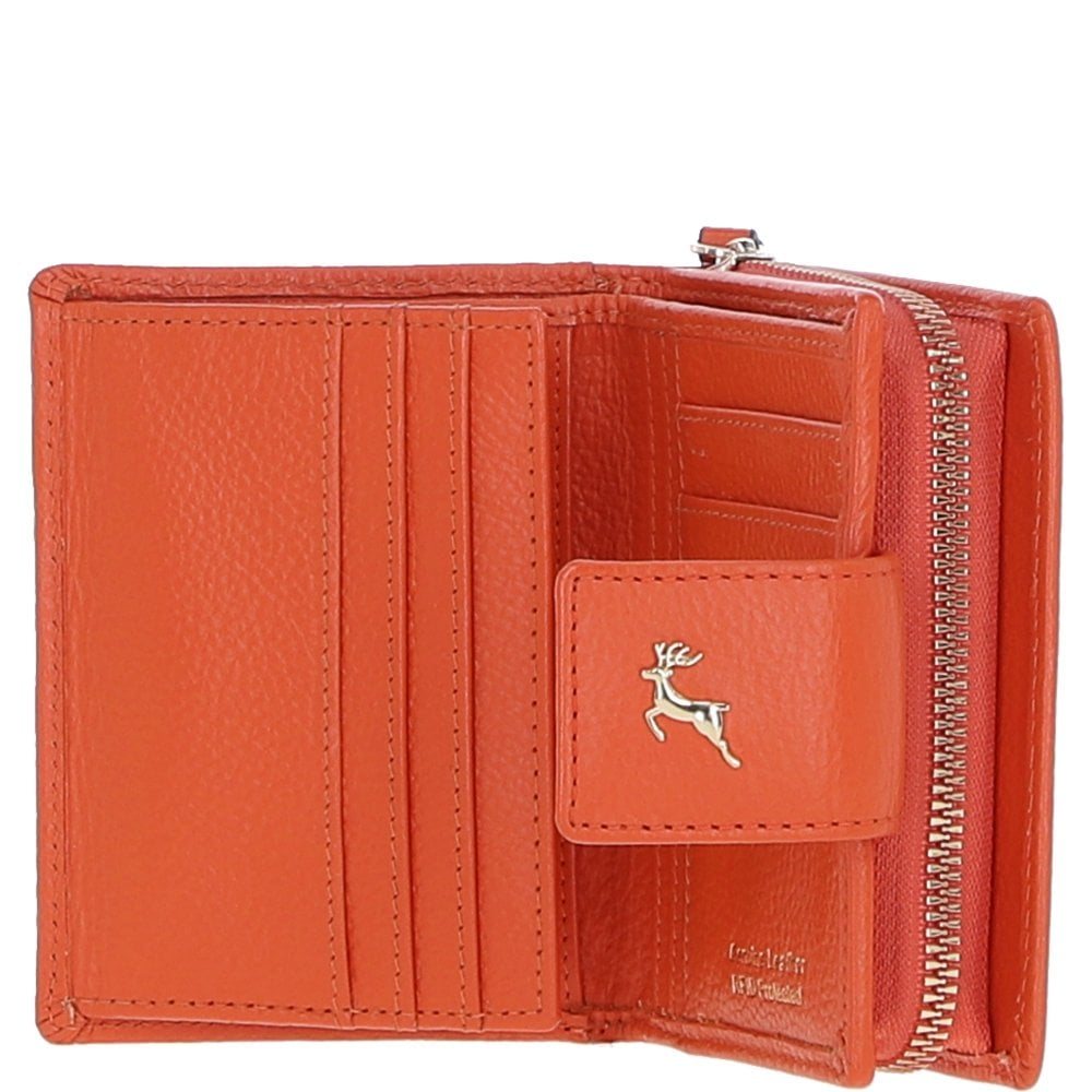 Ashwood Leather RFID Purse with Zip and Stud Closure Orange X-30 ...