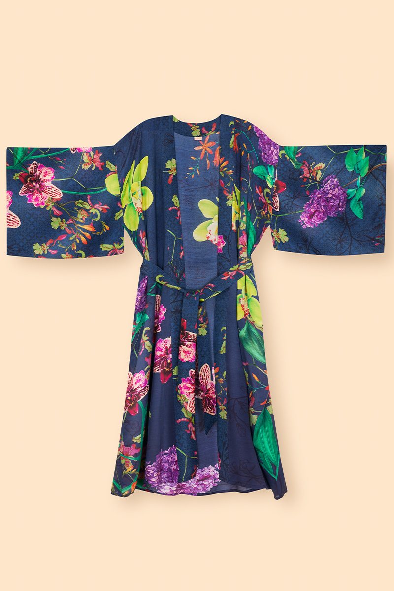 Powder Exotic Evening In Ink Kimono Gown | At Portmeirion Online ...