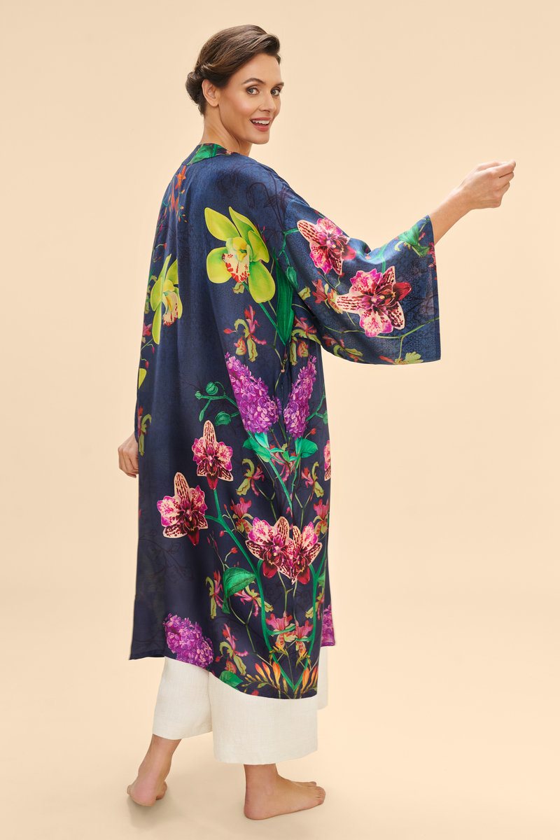 Powder Exotic Evening In Ink Kimono Gown | At Portmeirion Online ...
