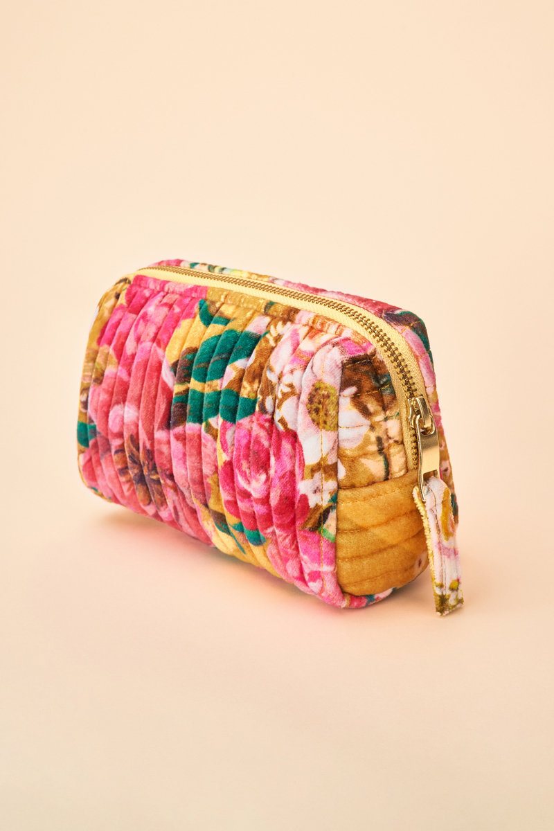 Powder Small Quilted Vanity Bag - Impressionist Floral Mustard ...