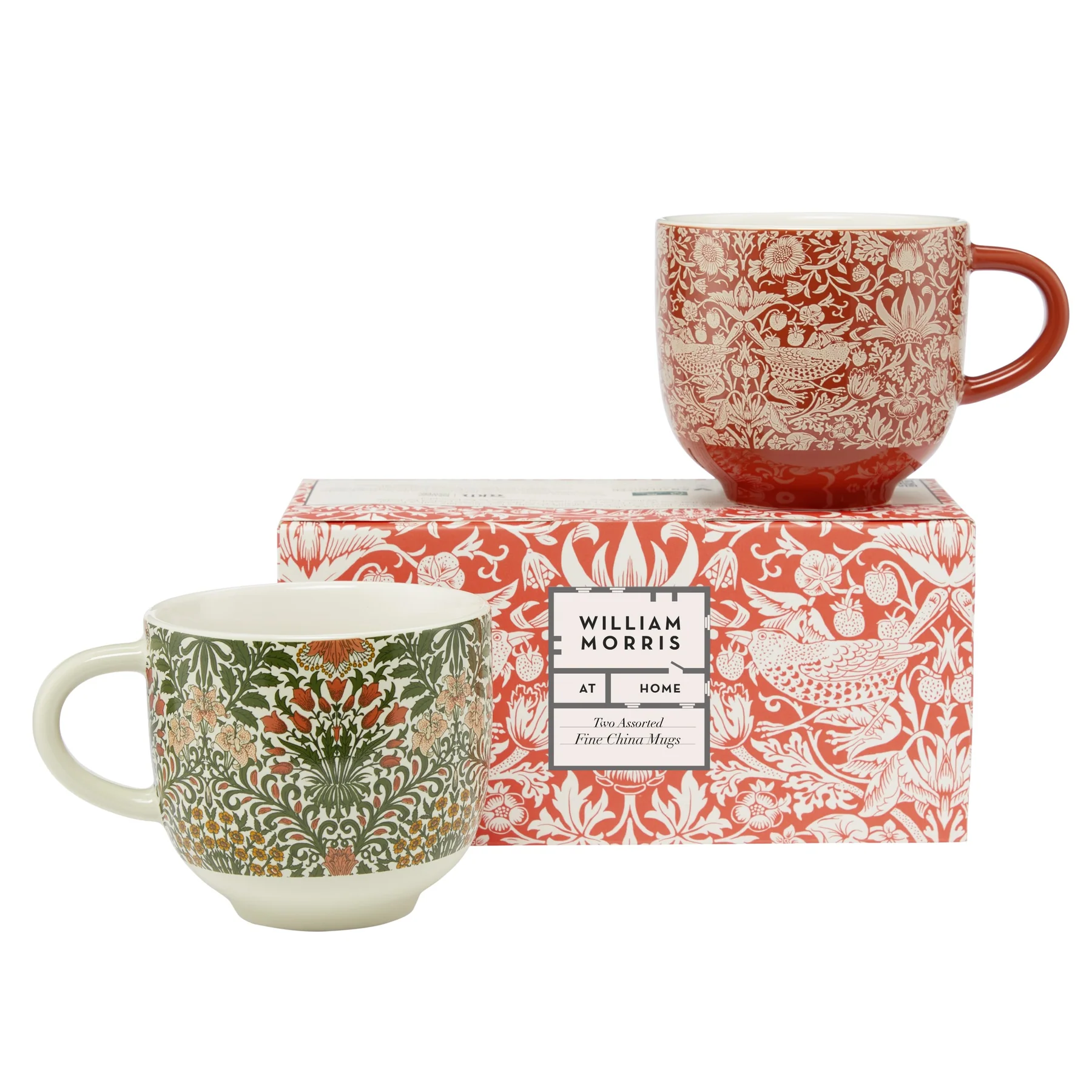William Morris At Home Useful & Beautiful Two Assorted Fine China Mugs ...