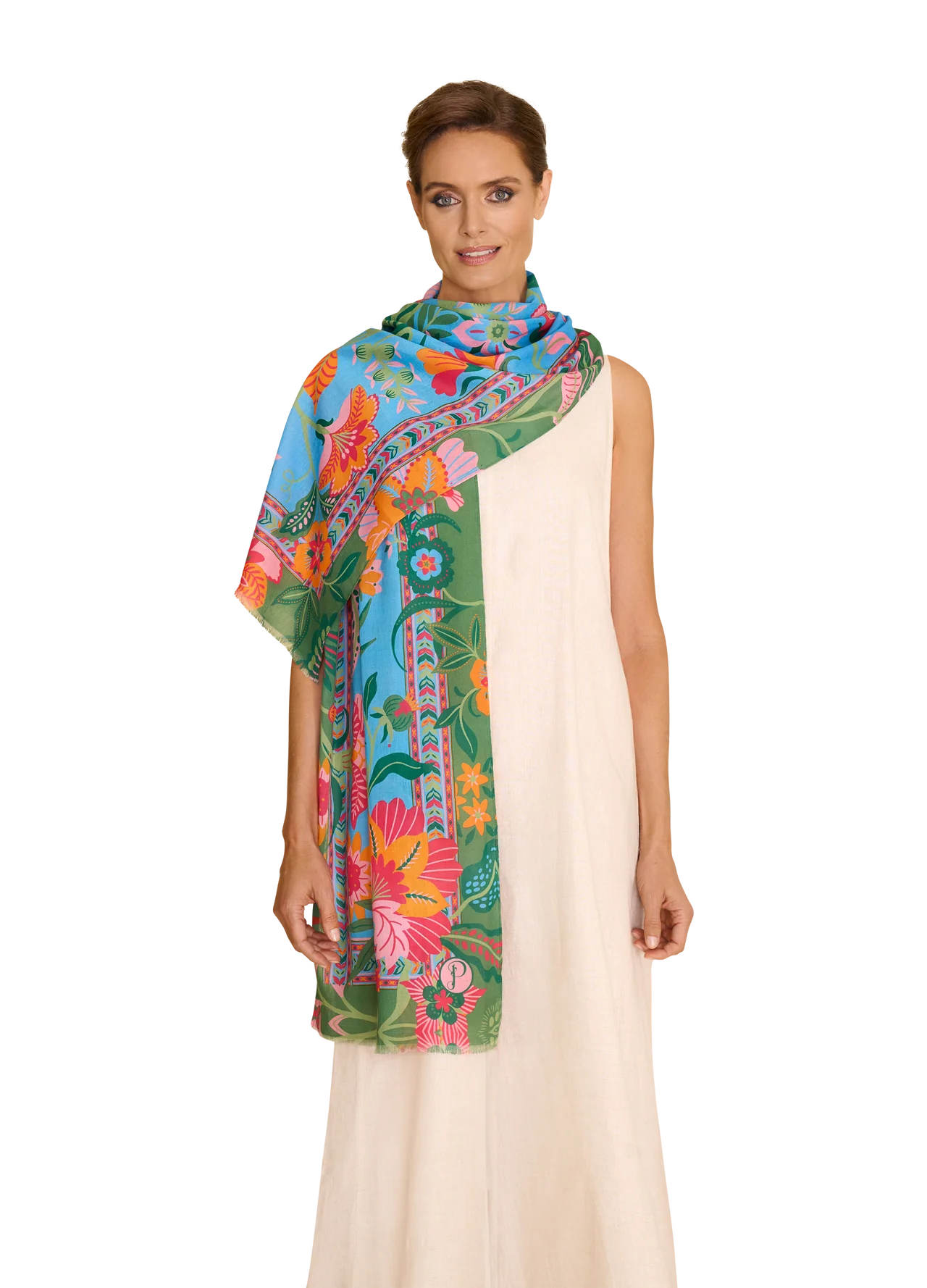 Powder Cotton Scarf - Folky Floral Cornflower | At Portmeirion Online ...