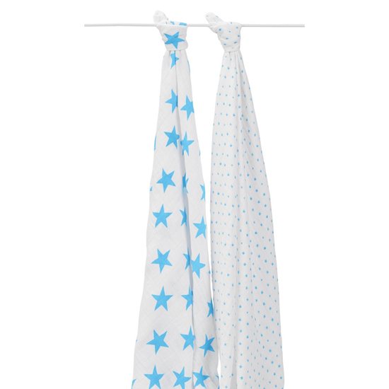 Fluro Blue Classic Swaddle 2pk - Swaddles - Portmeirion Online