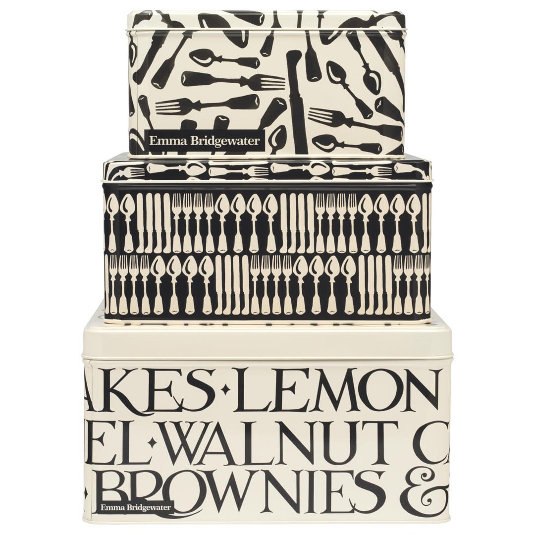 Emma Bridgewater Knives And Forks S/3 Square Cake Tins - Cake Tins ...