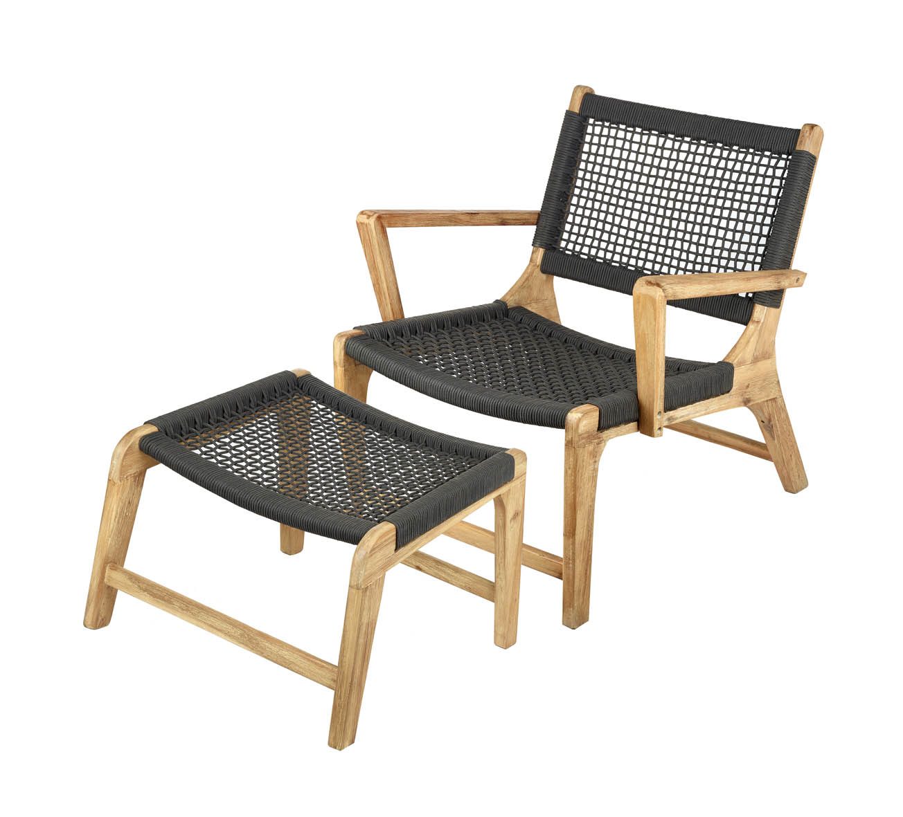 Lounge Chair & Foot Stool in Acacia Natural Grey; Portmeirion Village ...
