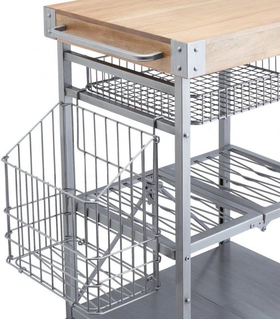 Industrial Kitchen Wire & Mango Wood Folding Trolley | Buy Online Here ...